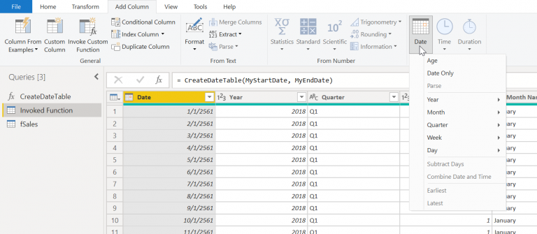 สูตรสำเร็จรูปสำหรับสร้าง Date Table ด้วย DAX และ Power Query M Code - Thep Excel