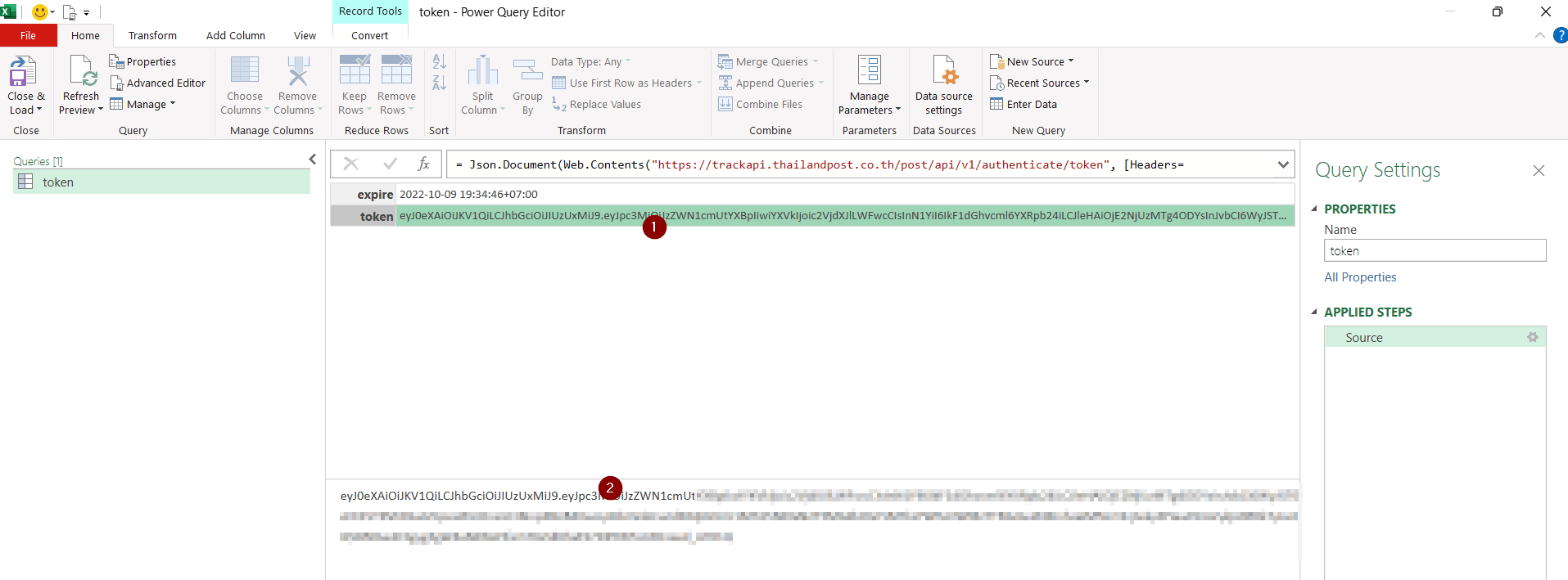 วิธีใช้ Power Query ดึงข้อมูล EMS Tracking จากไปรษณีย์ไทย ผ่าน Web API - Thep Excel