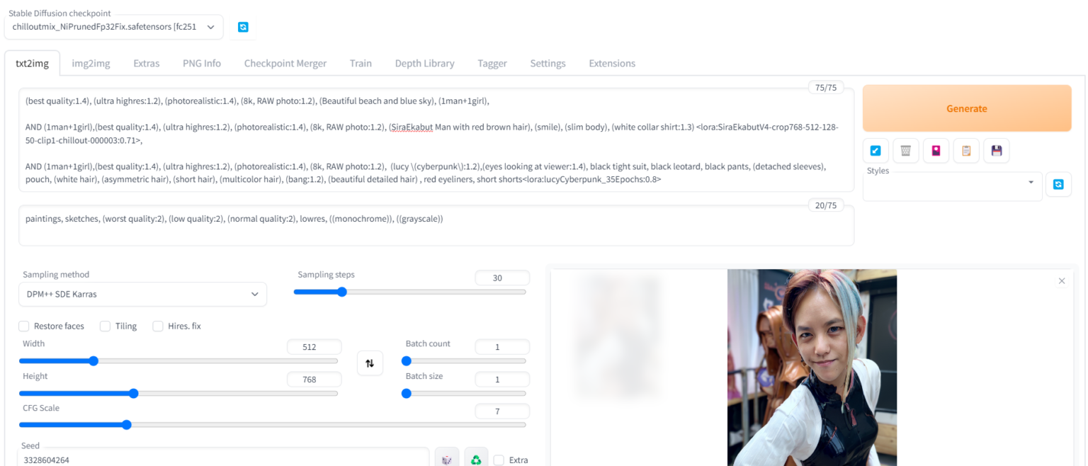 สอนทำรูปตัวเองคู่กับสาว ใน Stable Diffusion [Part6] - Thep Excel